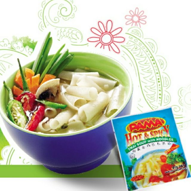 PAMA Instant Kua Chap Hot & Spicy Thai Soup 即食粿汁泰式酸辣风味 50GM x 3pkt ...