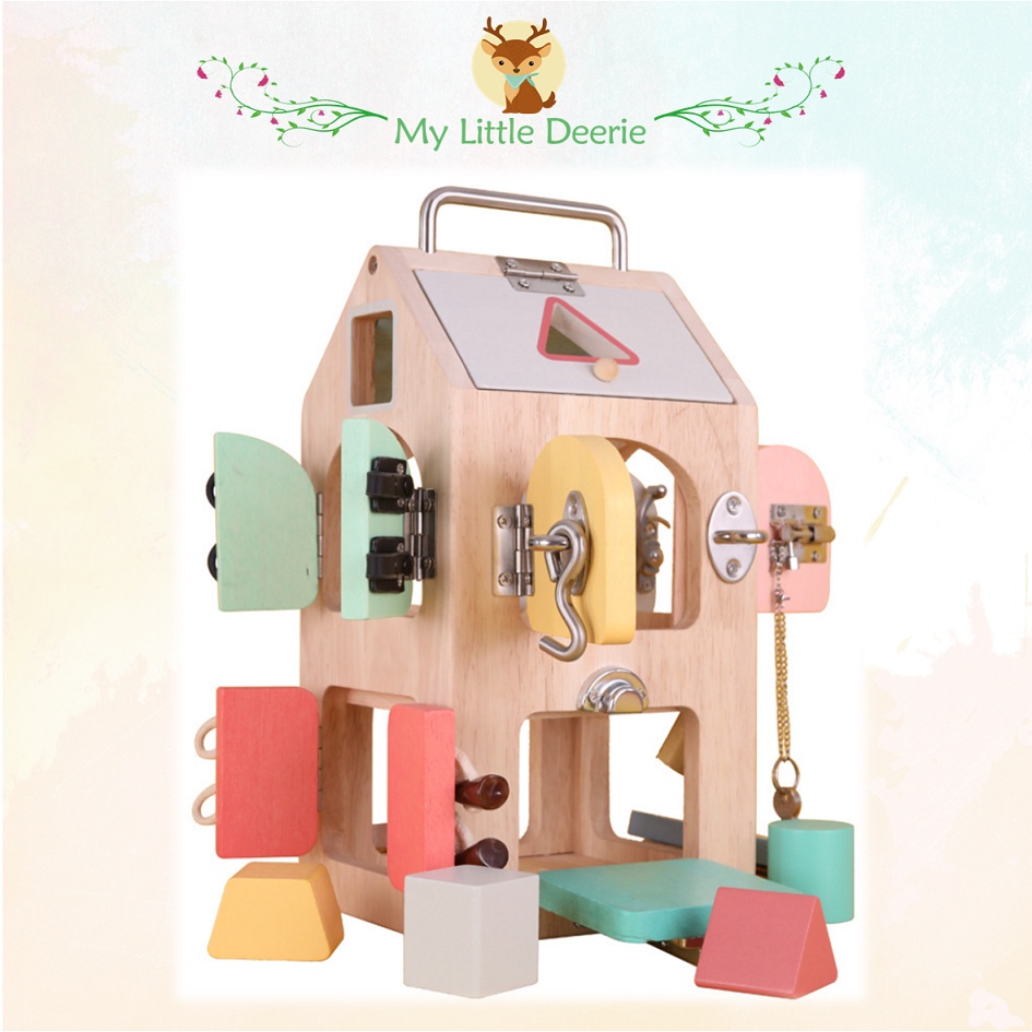 Premium Lock & Latch Pastel House Busy Box Shape Sorter Children ...