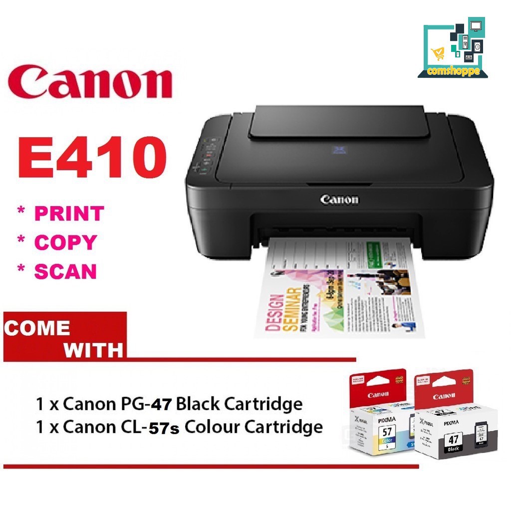 Canon PIXMA E410 All in One Printer ( 2 INK - Black + Color Inks ...