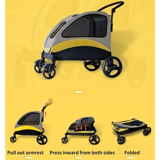 Large Pet Stroller Trolley Carrier Bag Travel Portable Stroller Kucing ...