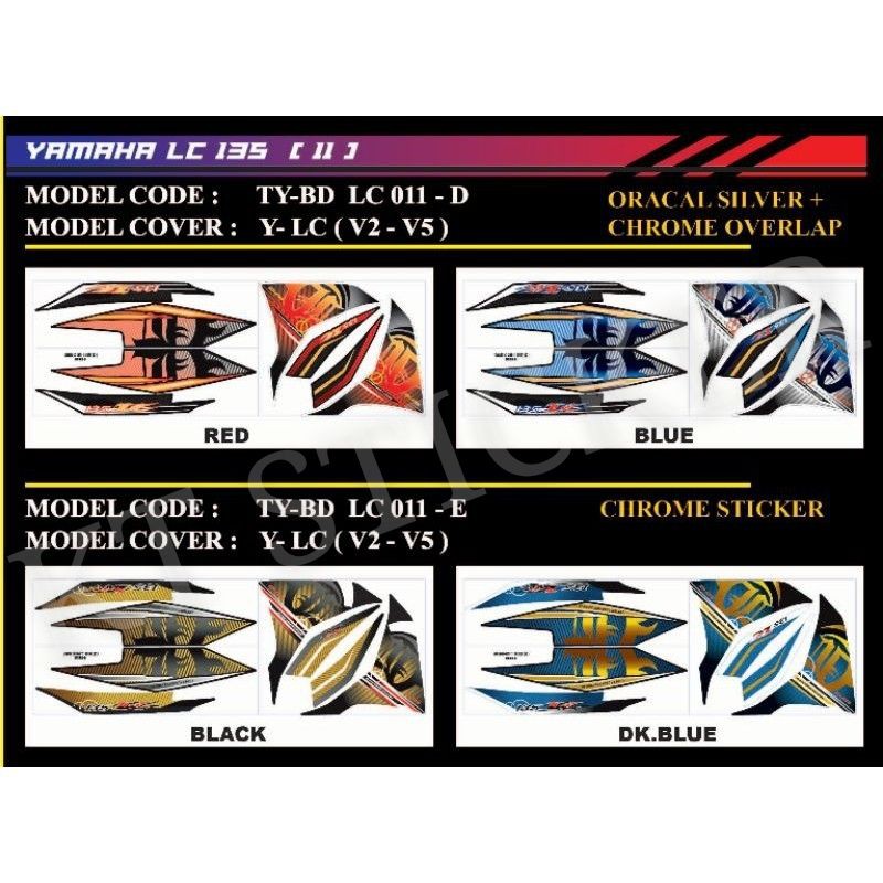 LC135 V2 V3 V4 V5 V6 (11) CHROME STICKER BODY STICKER | Shopee Malaysia