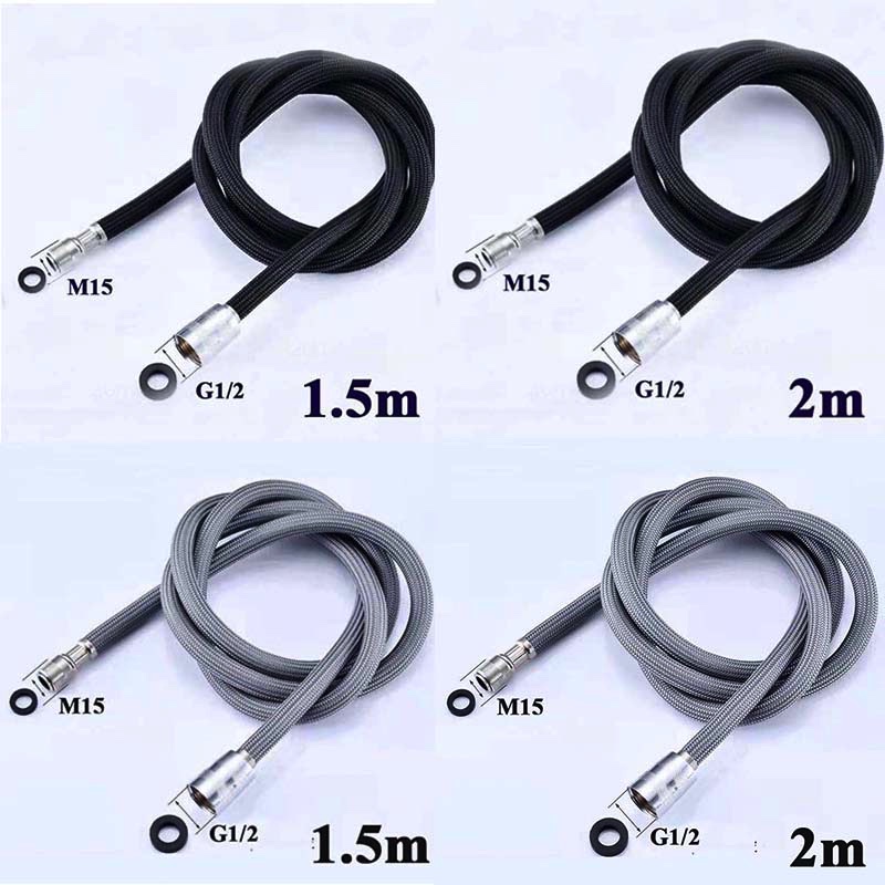Black / Gray Nylon Wire Kitchen Faucet Pull Out Faucet Hoses Gray Nylon ...