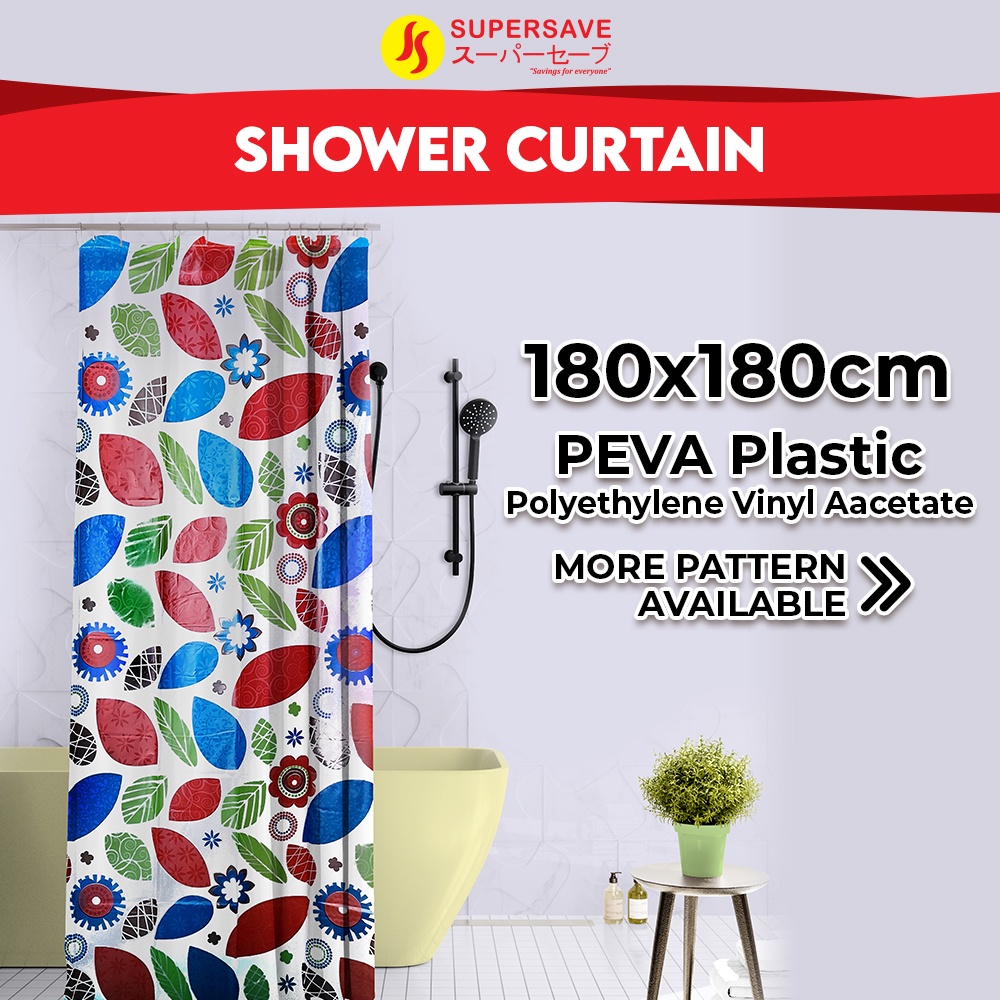Supersave Shower Curtain Peva Modern Design Waterproof Bathroom Toilet