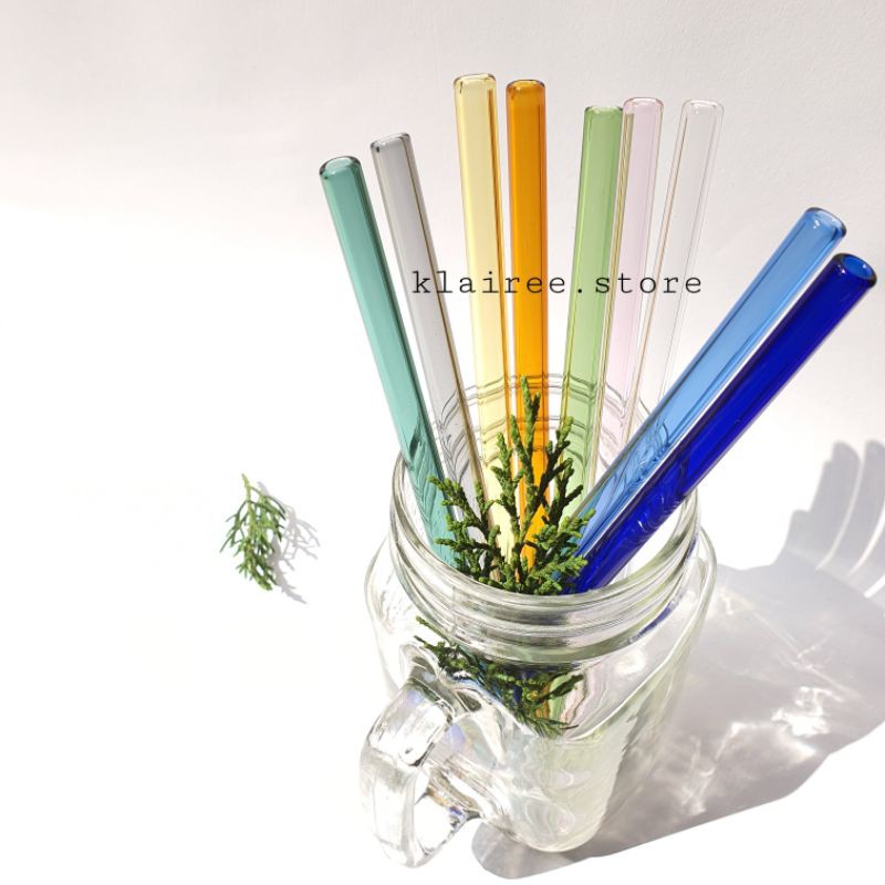 Glass STRAW/ GLASS STRAW - COLORED COLORED (STRIGHT) 20cm | Clear Clear ...