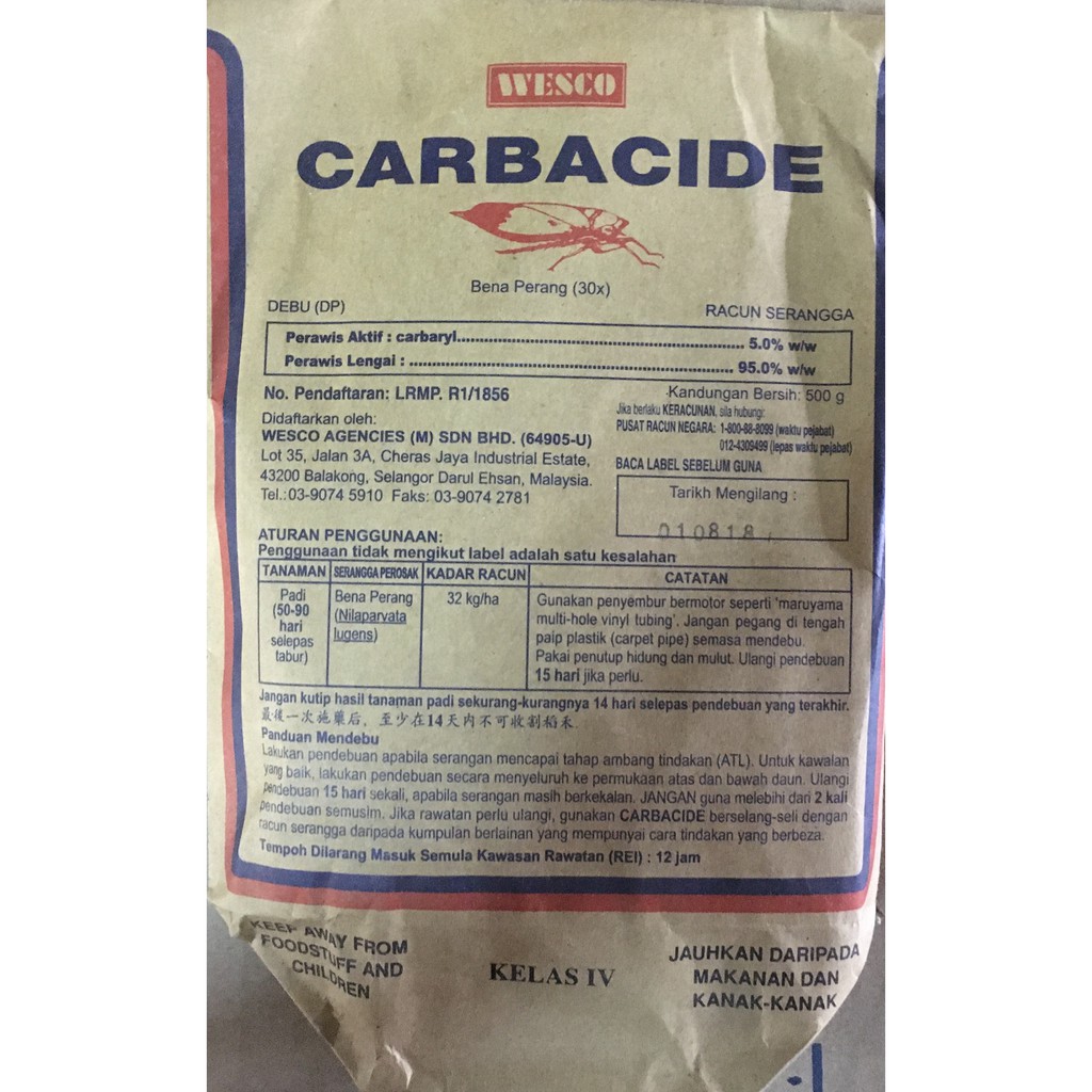 * ORIGINAL * Wesco Carbacide 500g / racun serangga / semut & bena perang / carbaryl " ready ...