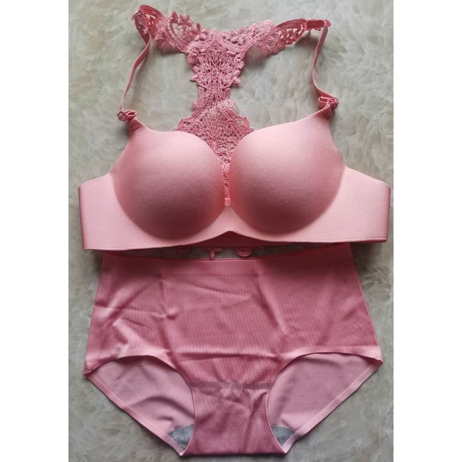 34B 36B 75B 80B Bra Set Beautify Back Pinky Lace | Shopee Malaysia