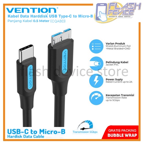Vention Hard Disk Data Cable USB Type C to Micro B High Speed | Shopee ...