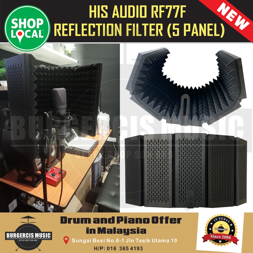His Audio rf77w & rf7f reflection filter mic screen,isolation shield ...