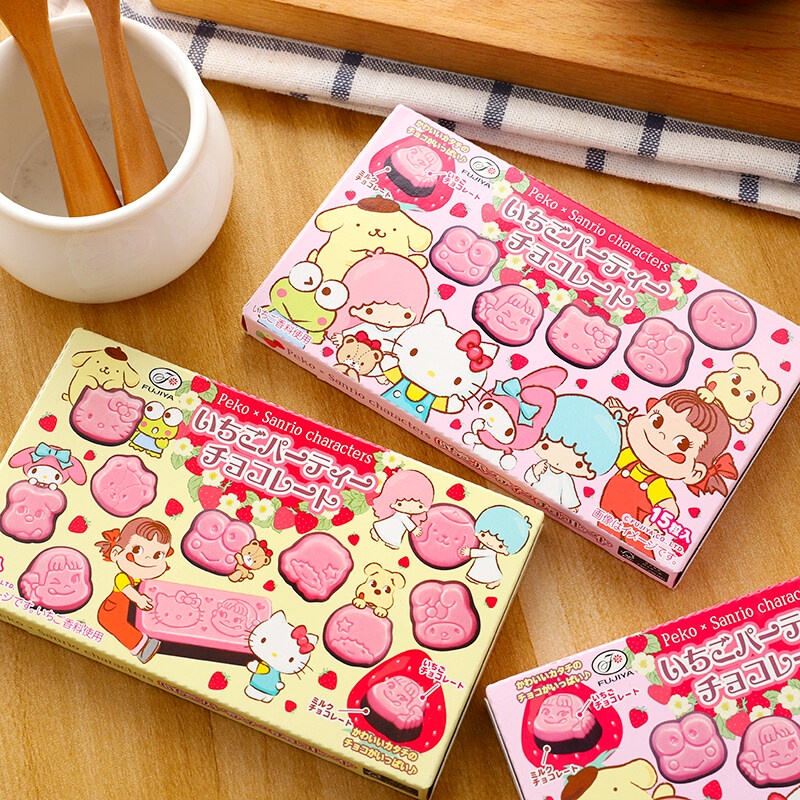 FUJIYA PEKO X SANRIO CHARACTERS STRAWBERRY CHOCOLATE 40G 15pcs | Shopee ...