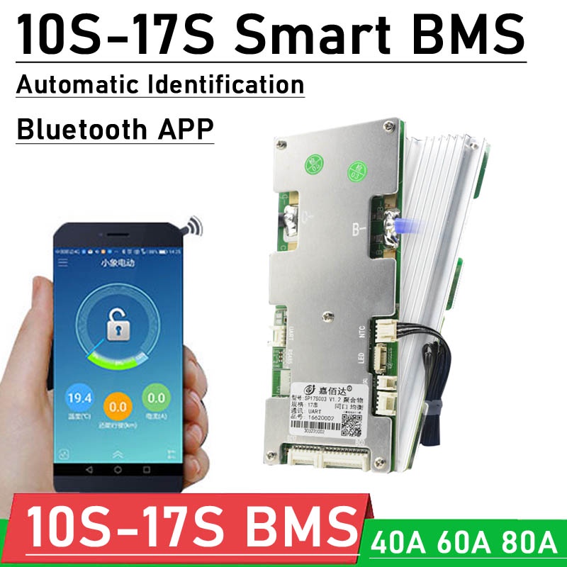 10S ~17S Smart BMS Lithium Battery Protection Board Balance 36V 48V 60V ...