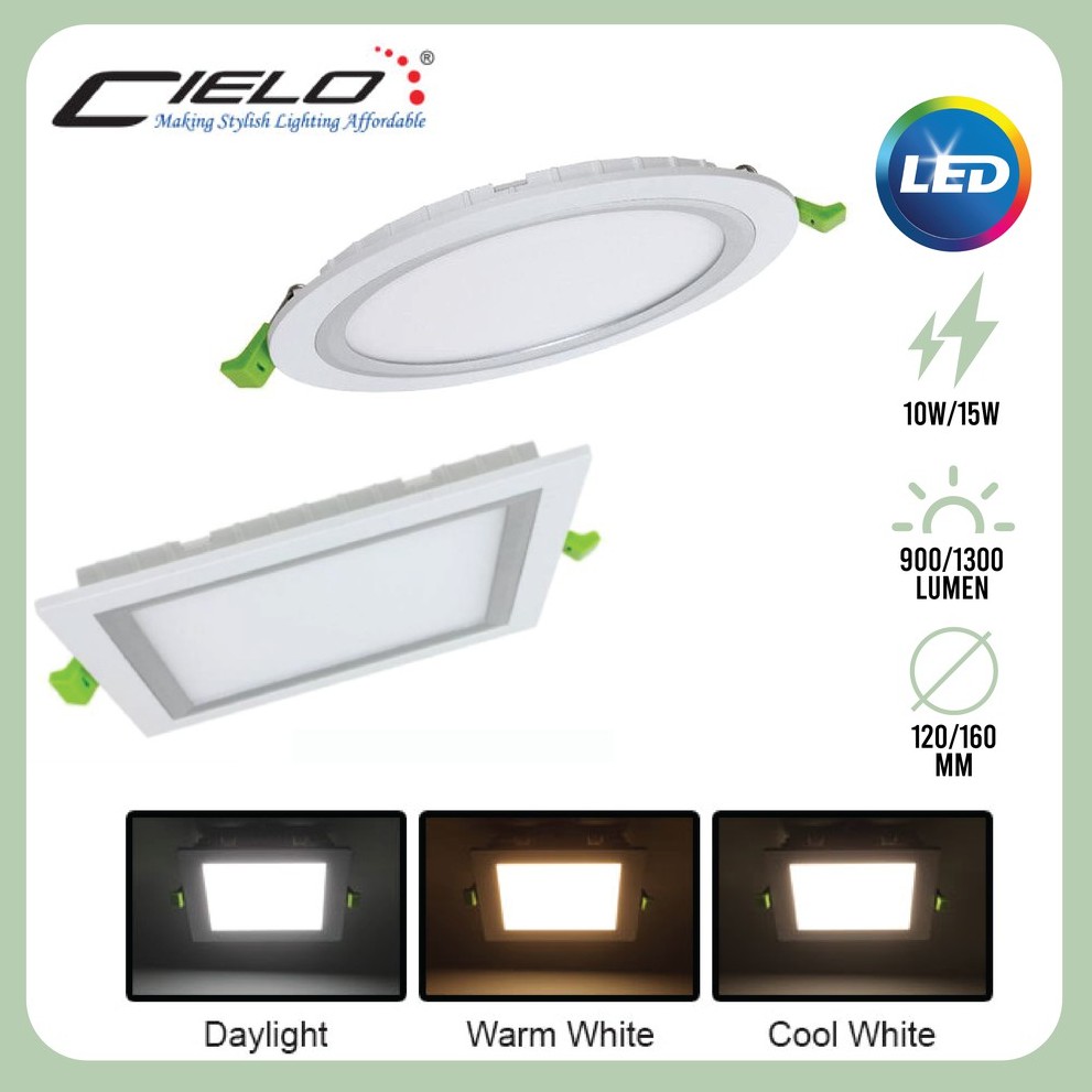 CIELO GEN lll 10W/15W 4"/6" ROUND/SQUARE ULTRASLIM LED DOWNLIGHT [2 ...
