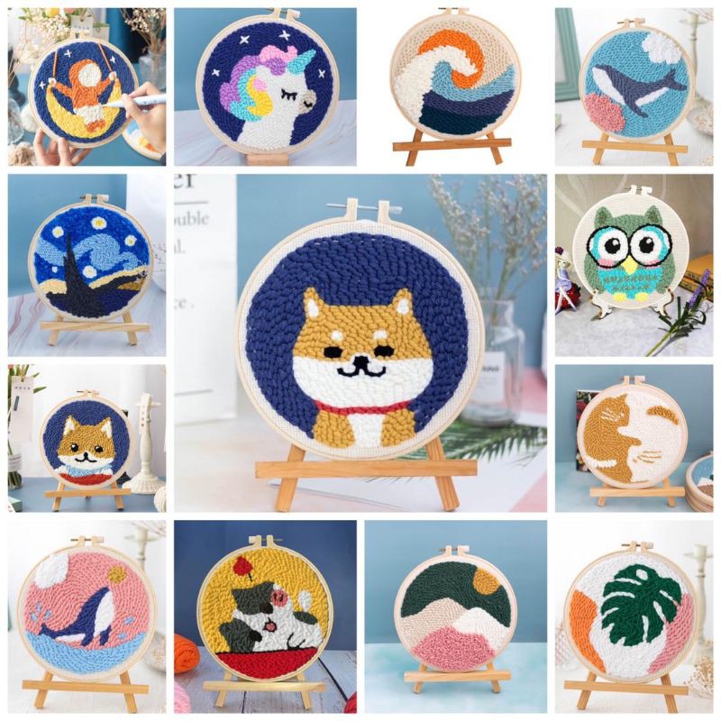 DIY Punch Needle Embroidery Poke embroidery Tufting Material Package ...