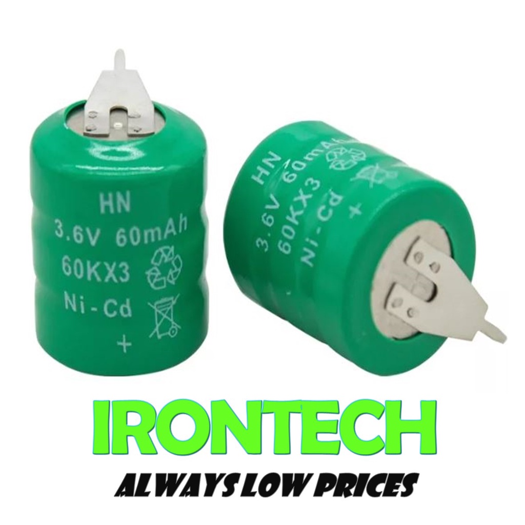 Rechargeable Battery 3.6V 60mAh 3.6V 80MAH NiCd/NI-CD Soldering Tab 2 Pins | Shopee Malaysia