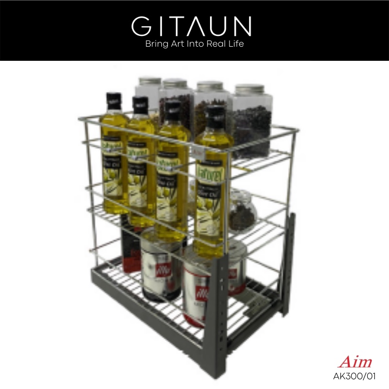 [AIM] Stainless Steel Pull Out Sauce Rack / Pull Out Basket / Kitchen ...
