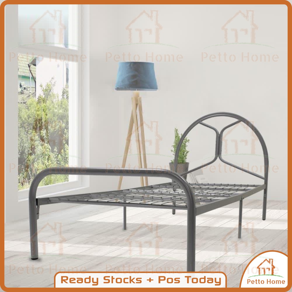 3V Coated Metal Bed Single Bed Frame Katil Single Steel Bed Silver Bed ...