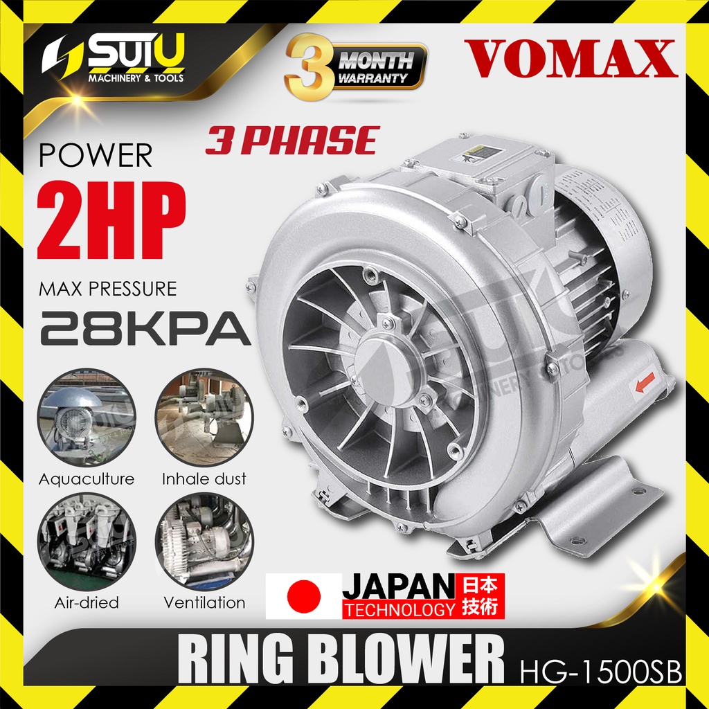 VOMAX HG-1500SB / HG1500SB 2HP 3 Phase Ring Blower 28kPA | Shopee Malaysia