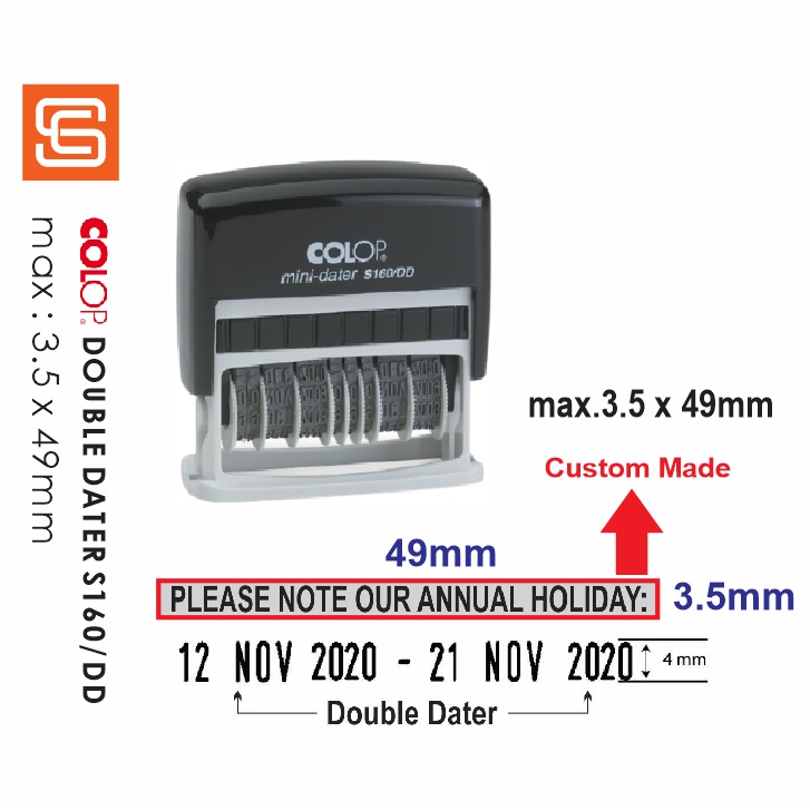 COLOP DOUBLE DATER S160/DD I SELF-INKING DATE STAMP (CUSTOM MADE WORDING) | Shopee Malaysia
