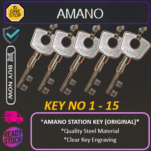 AMANO Station Keys No 1 - No 15 Guard Tour Key AMANO Guard Tour ...