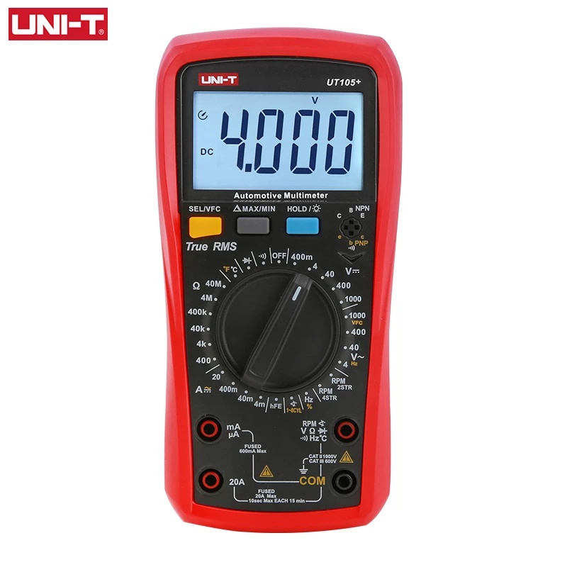 UNI-T Digital Automotive Multimeter UT105+ UT107+ AC DC Current Tester ...