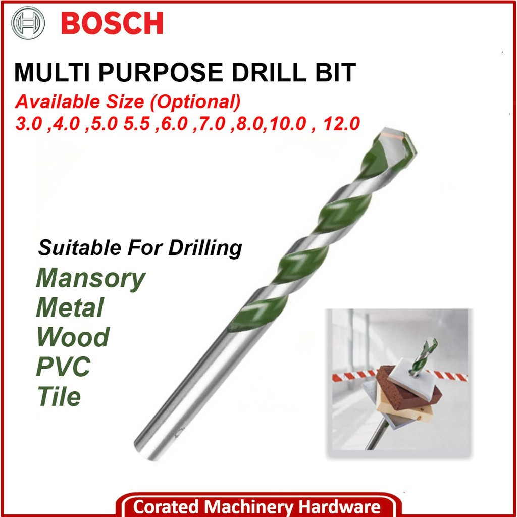 [CORATED] Bosch Multi Purpose Drill Bit optional : 3.0mm-12.0mm CYL 4 ...