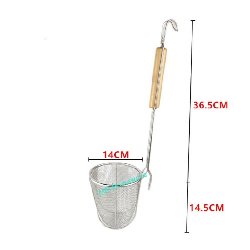 Stainless Steel Noodle Strainer With Wooden Handle / Mesh Noodle ...