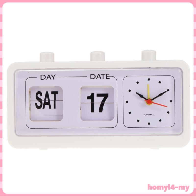 [Trend Technology]Retro Flip Clock Digtal Date Time Display Clock White ...