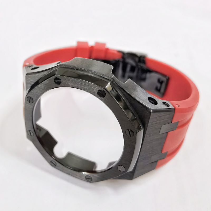 GA-2100 CUSTOM BEZEL & BAND.STEEL BEZEL + PU RUBBER BAND..BUTTERFLY ...