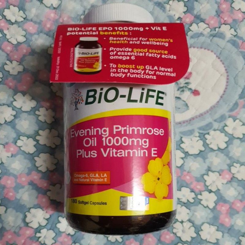 Bio-Life Evening Primrose Oil 1000mg Plus Vitamin E Softgel Capsules ...