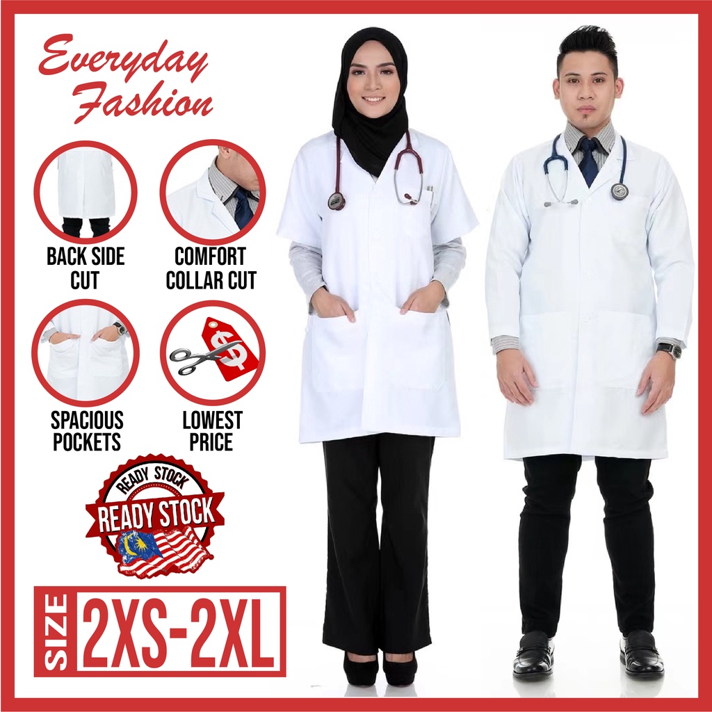 EF Premium Labcoat / Jubah Makmal Sksklusif / Doctor White coat / Lab ...