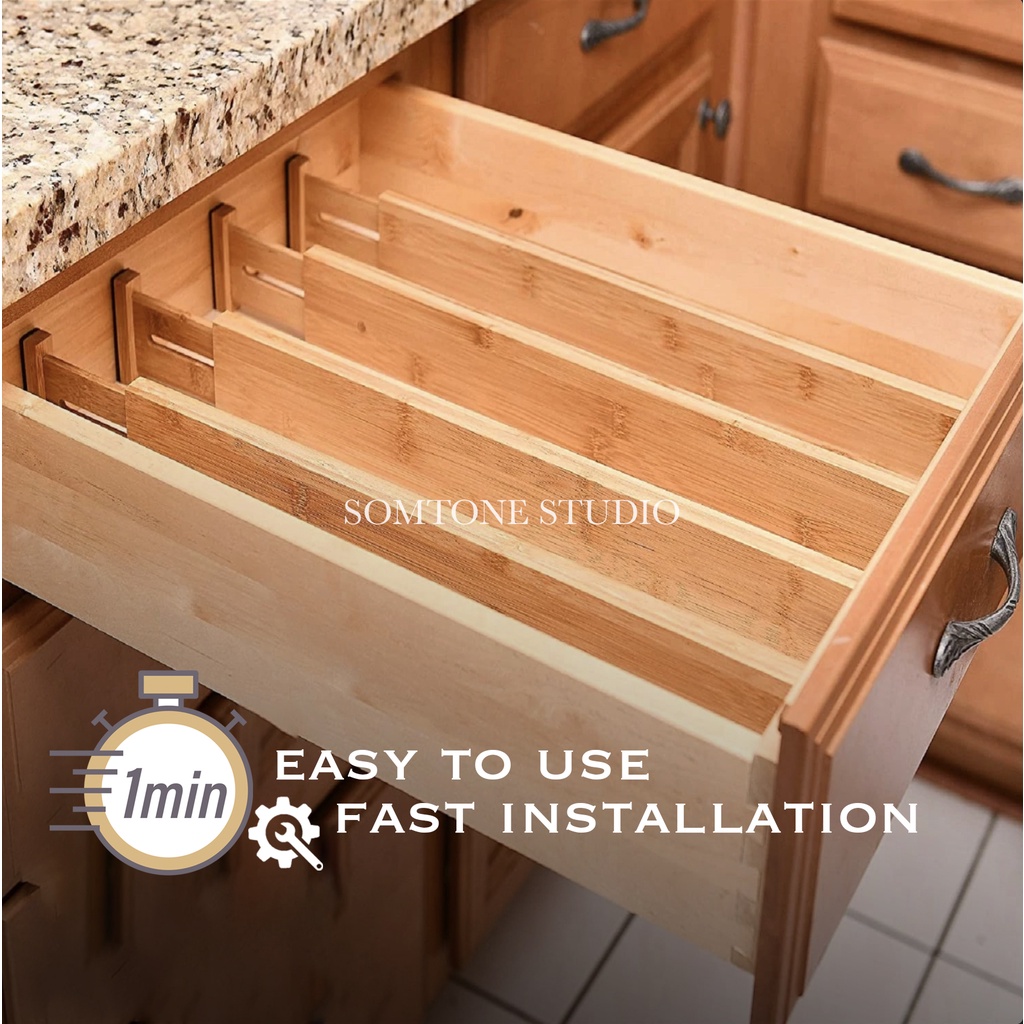 (Anti Slip) Adjustable Drawer Divider, Expandable Compartment Divider ...