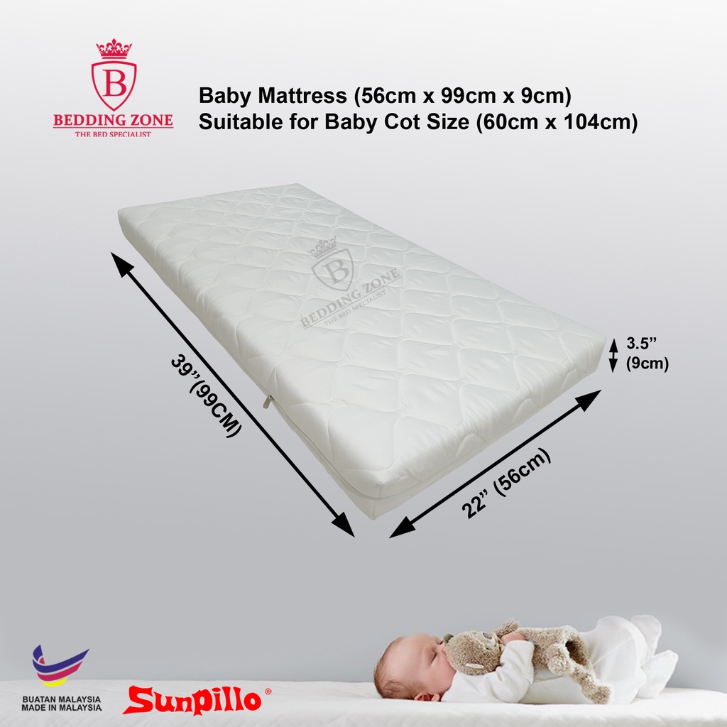Sunpillo Galant Baby Cot Mattress (Size 56cm x 99cm) with Mattress ...