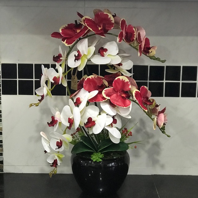 Bunga orked hiasan 4 tangkai with ceramic vase | Shopee Malaysia
