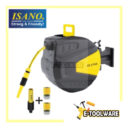 Isano IHG-03 20M 1/2" Roll-up Retractable Auto Rewind Wall Mounted Hose ...