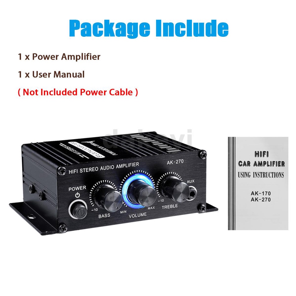 AK270 400W 2 Channel 12V Audio Power Amplifier Low Distortion Support ...