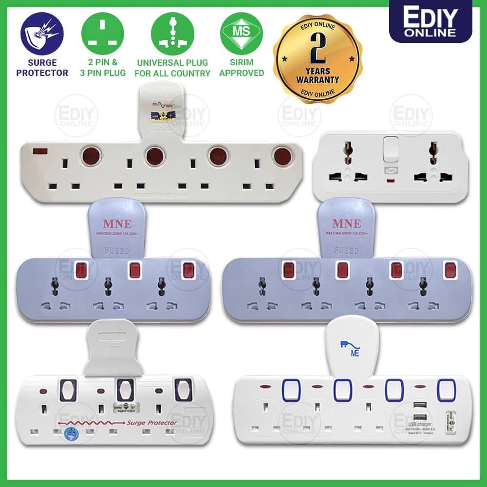 ME T-Adaport Multi Adaptor 3pin Universal Outlet USB Extension Plug ...