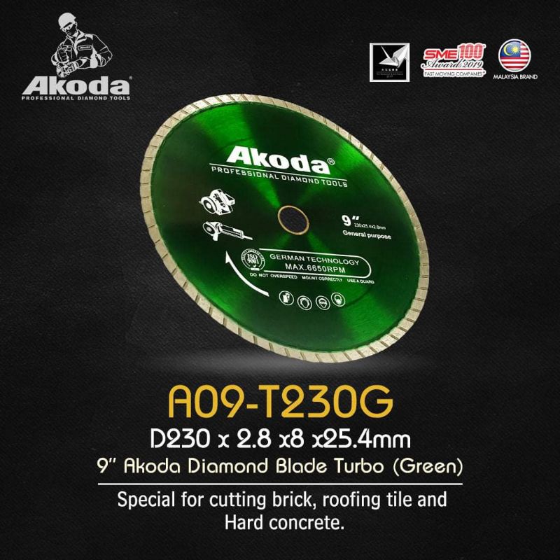 READY STOCK（100%Original）AKODA 7”~9”DIAMOND TURBO GREEN Diamond Saw ...