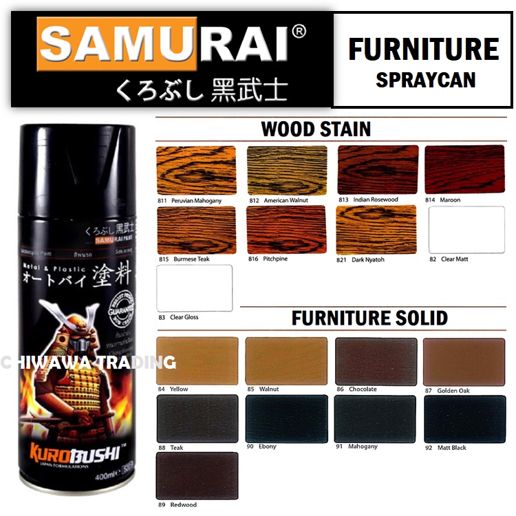 Samurai 400mL Colours Furniture Spraycan Solid Wood Stain Varnish ...