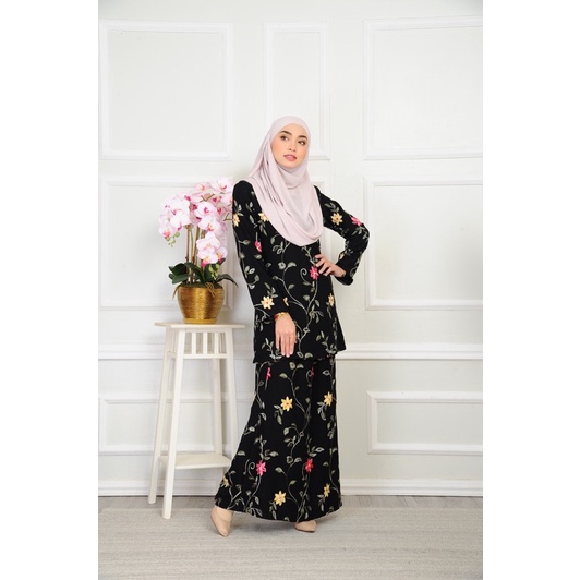 Baju Kurung Cotton Sulam Daun Moden Ironless Corak Murah Exclusive ...