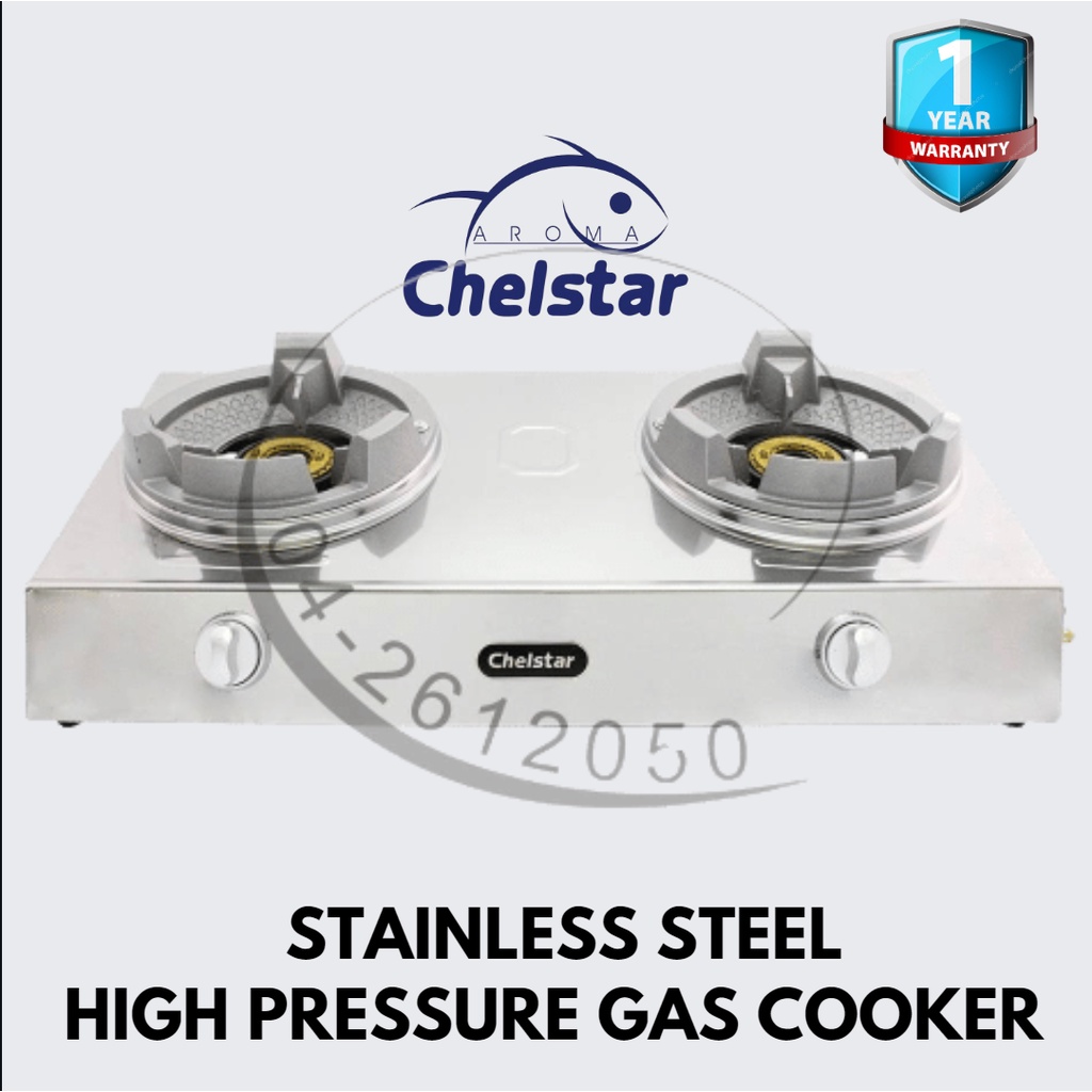 CHELSTAR Commercial High Pressure Gas Cooker MS-2A Stainless Steel ...