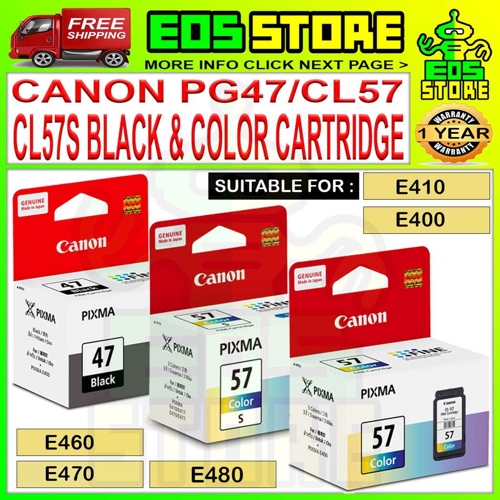 Canon PG-47 CL-57 CL-57s PG47 CL57 CL57s Black Colour Ink Cartridge ...