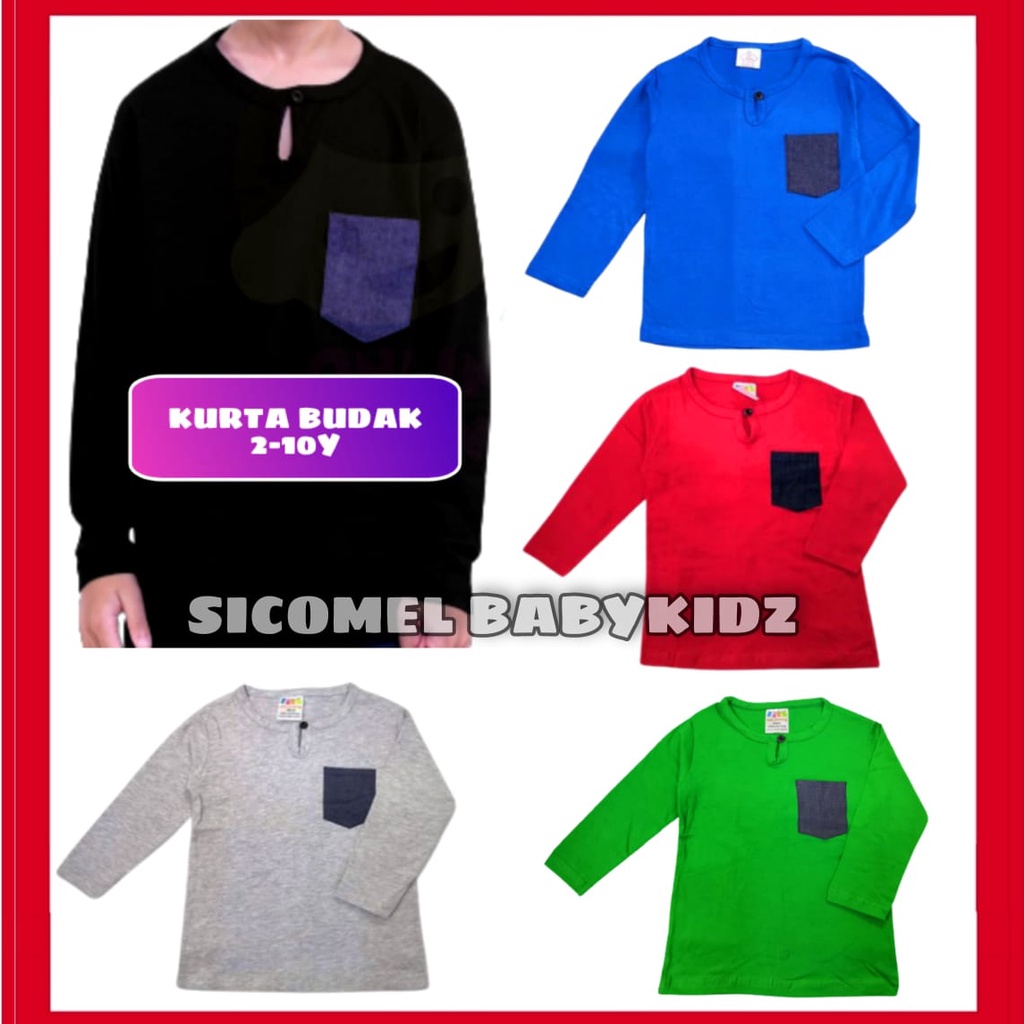 [1-10Y] Kurta Budak Lelaki Lengan PenderK Panjang Raya 2025 Baju Melayu ...