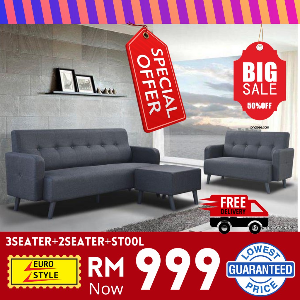 3seater+2seater+1stool Fully Fabric Sofa / Lounge Chair / Relax Sofa ...