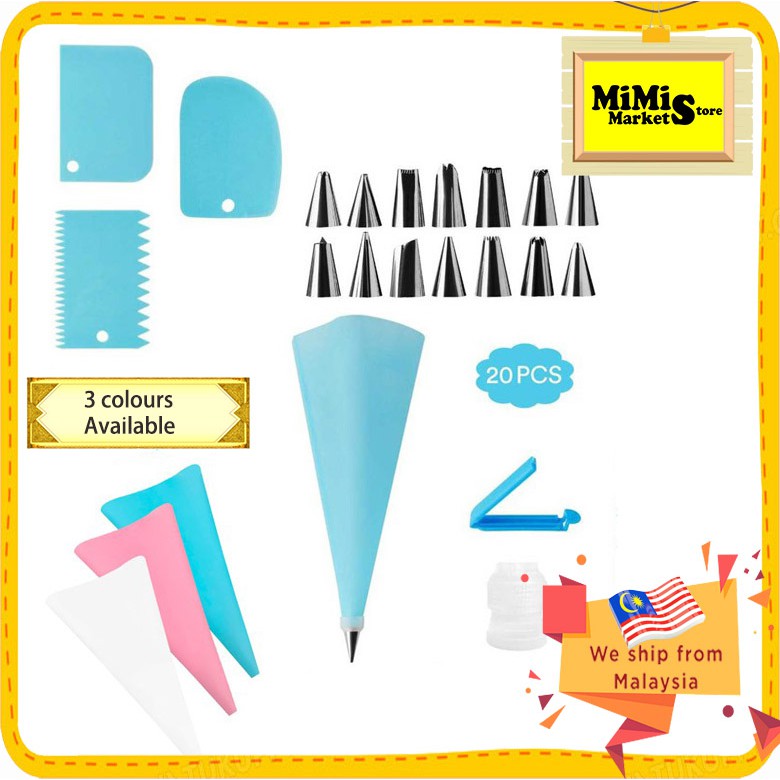 20pcs Cake Piping Decoration Kit Scraper Tools Baking Set Cupcake ...