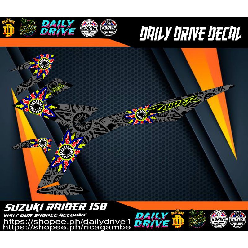 Suzuki Raider 150 Fi Decal (sun Design / gray design) | Shopee Malaysia