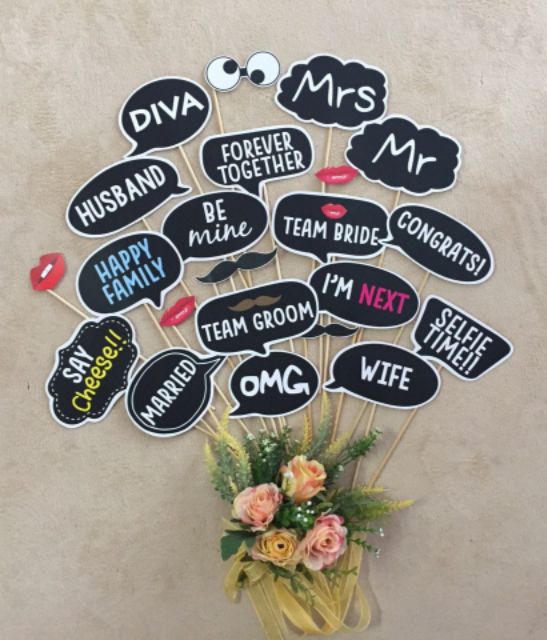 22pcs Wedding Prop stick / photo prop / bubble talk | Shopee Malaysia