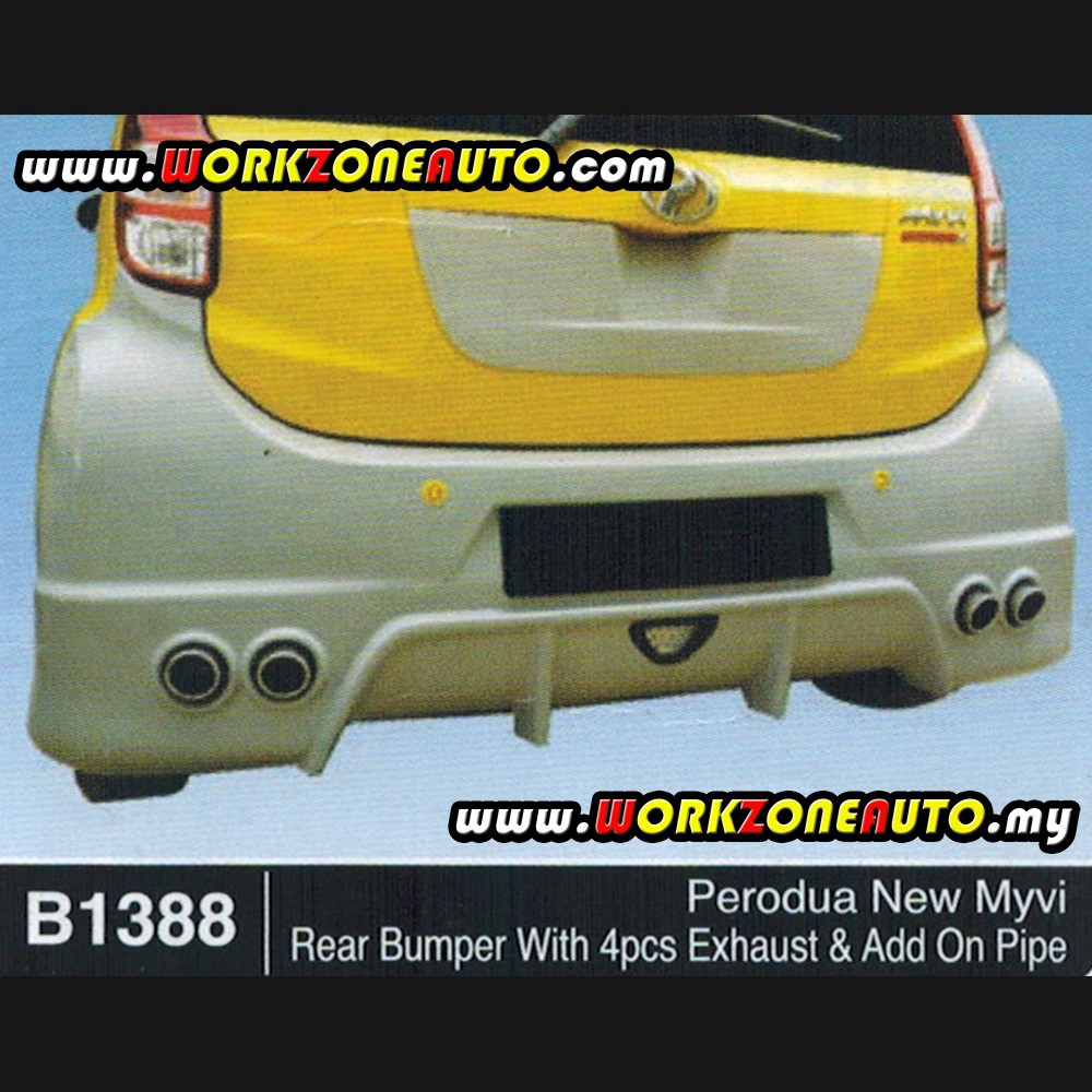 B1388 Perodua New Myvi Fiber Rear Bumper With 4 pcs Exhaust + Add On ...
