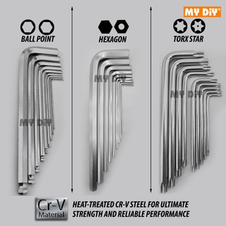 MYDIYHOMEDEPOT - ANTON CRV 9pcs Allen Key Set Hex Key Allen Key Ball ...