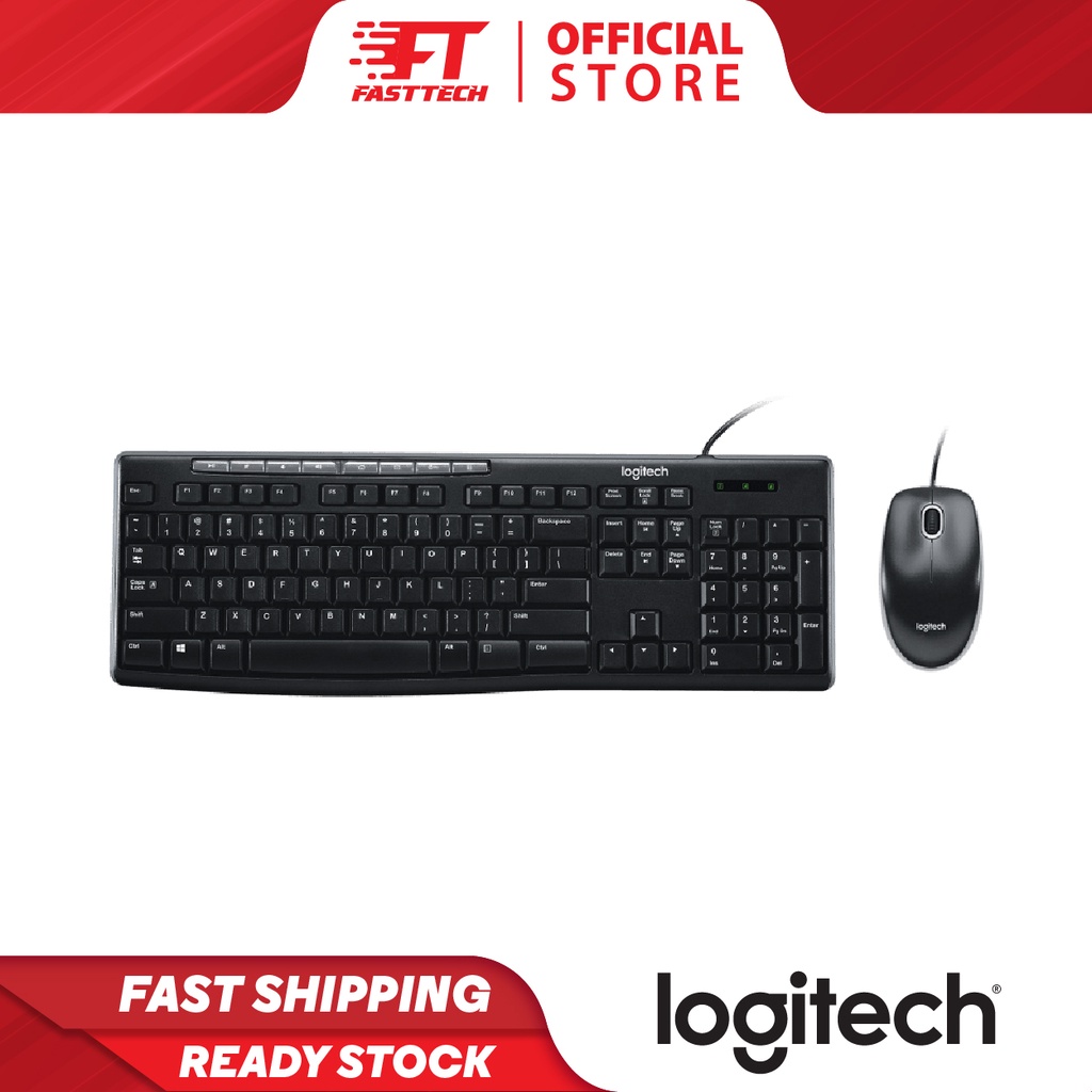 Logitech Mk200 Corded Keyboard And Mouse Combo With Media Keys Plug And Play And Spill Resistant