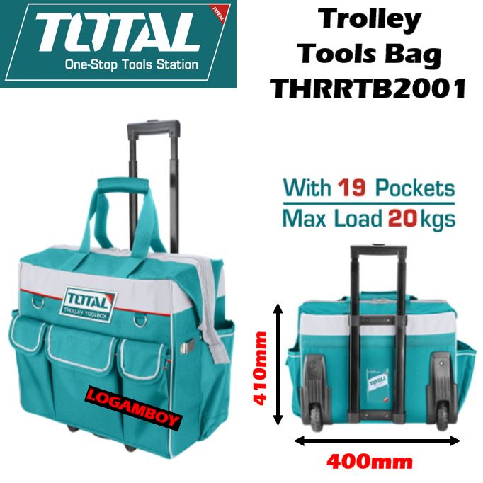 TOTAL TROLLEY TOOLS BAG 20'' BEG TROLI WHEEL BAG TROLLIES LUGGAGE BAG ...