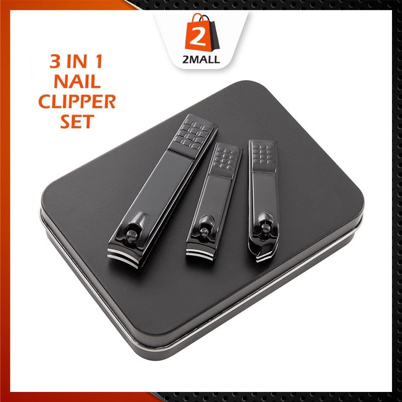 2MALL 3Pcs Nail Clippers Set Stainless Steel Nail Cippers Slant Edge ...